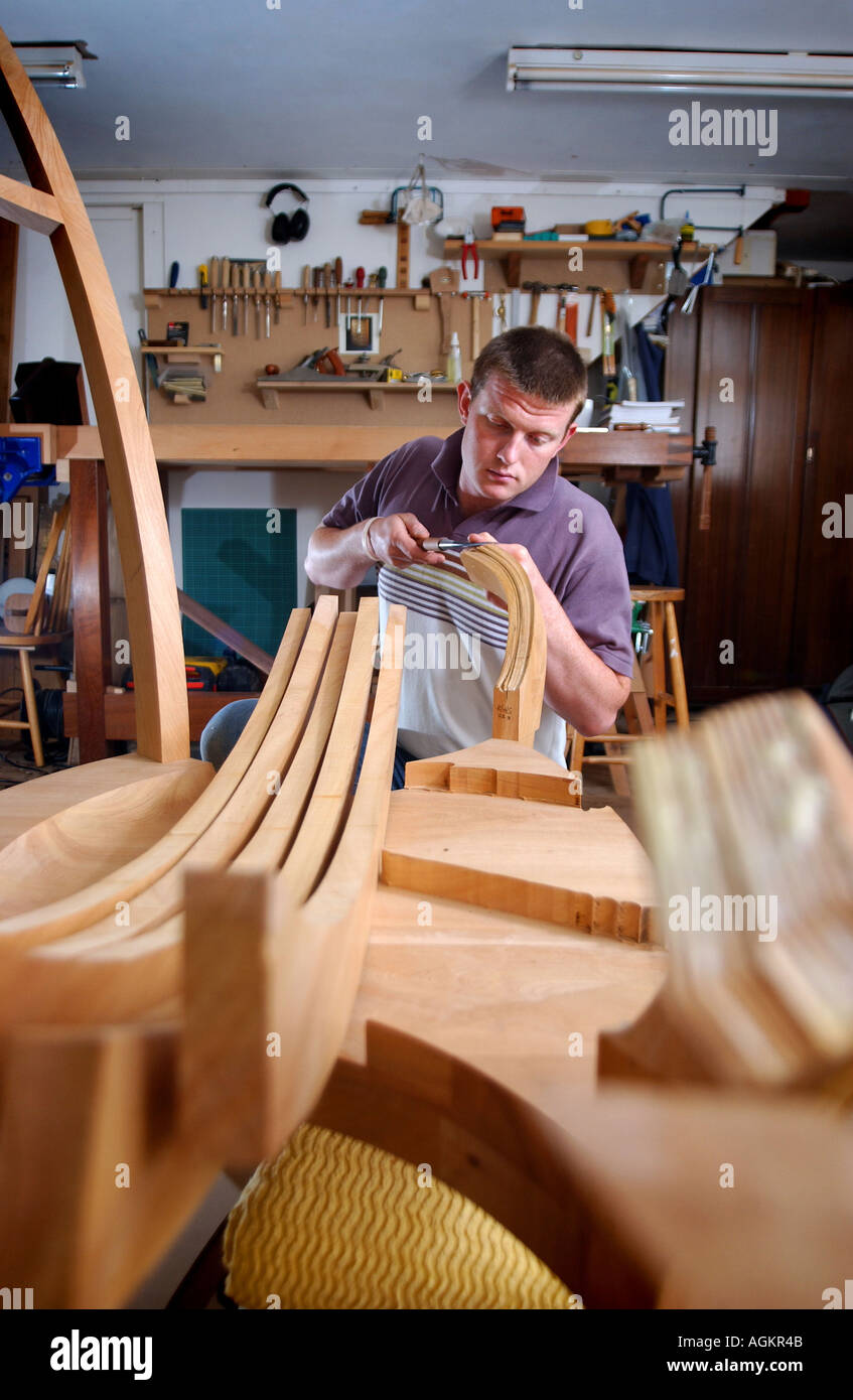 a cabinet maker at work in a studio in Shebbear North devon Stock Photo ...