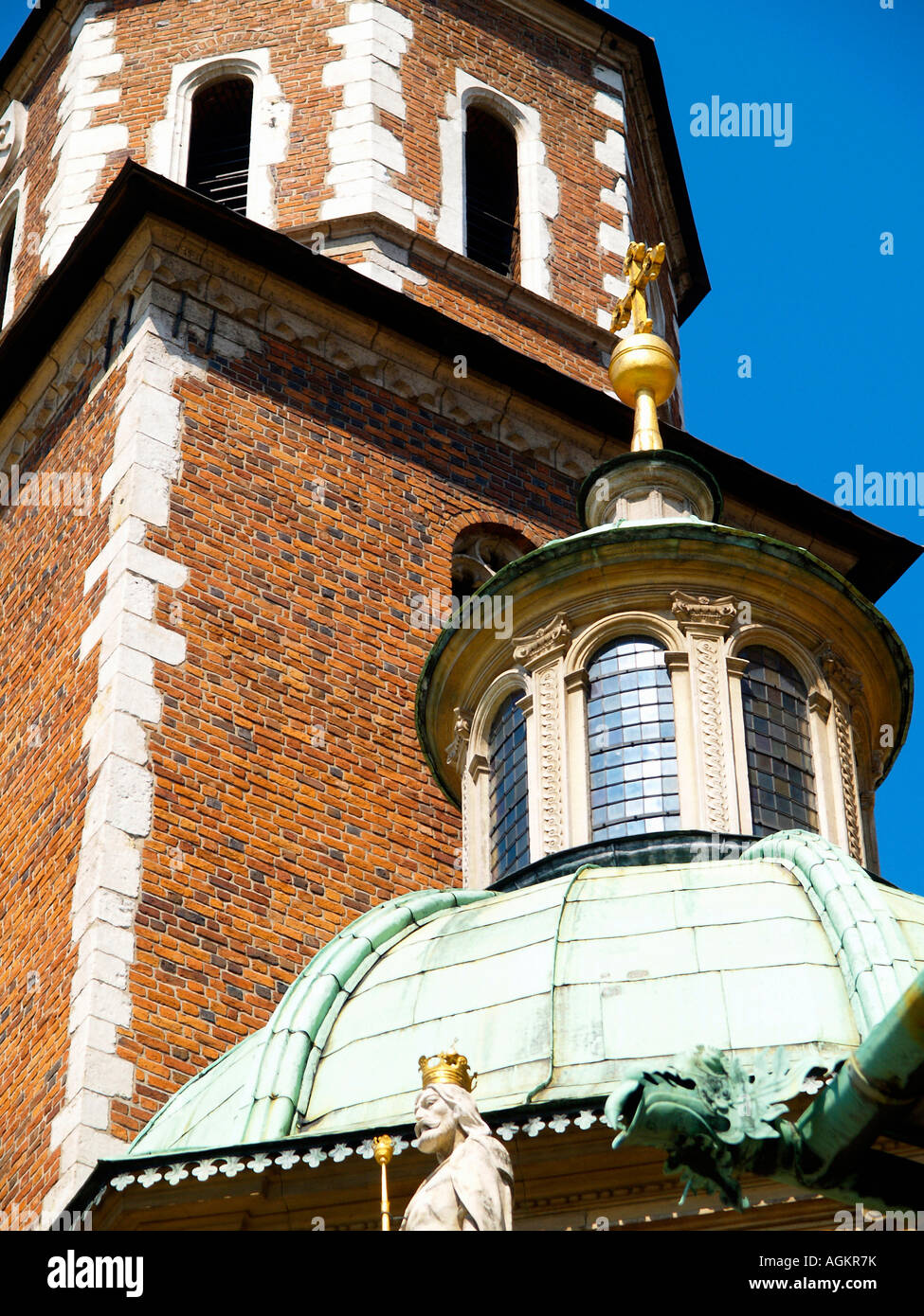 Turrets, gilded domes, towers, and archways of the Cathedral of Wawel ...