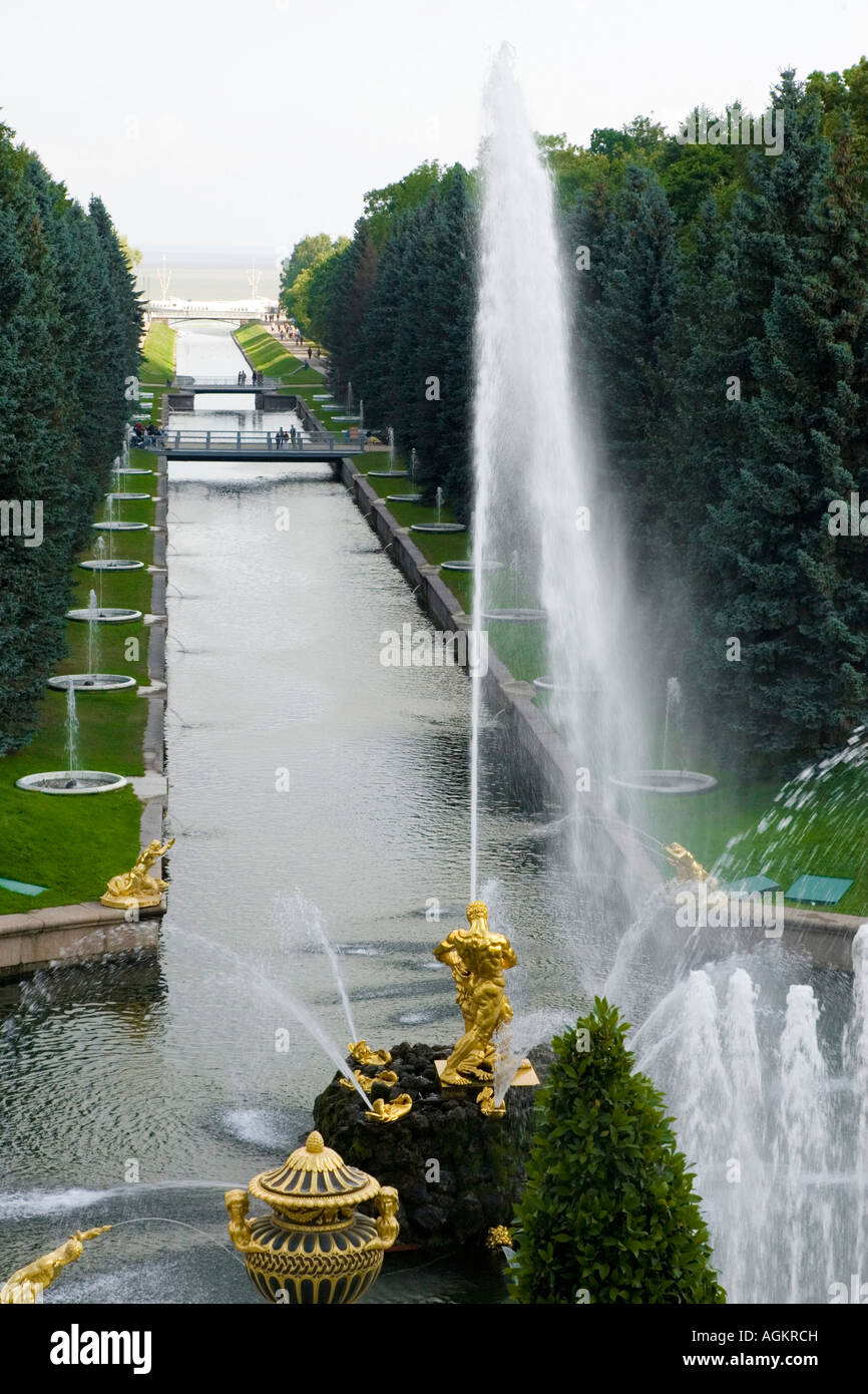 Russia, St Petersburg. Samson fountain at Peterhof, a royal palace ...