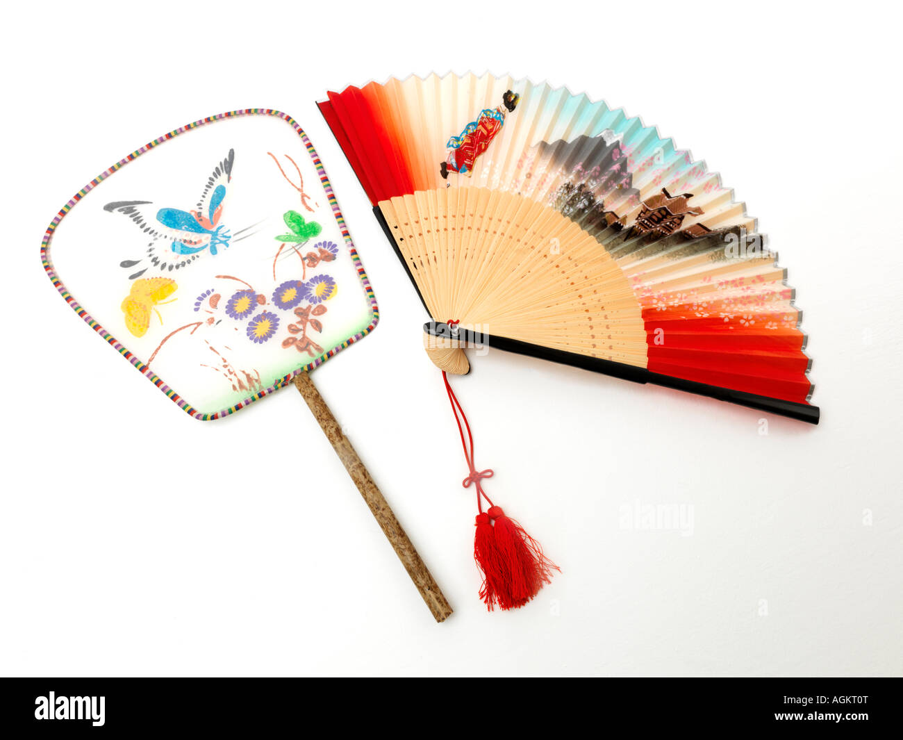 Two Hand Painted Japanese Fans Stock Photo - Alamy