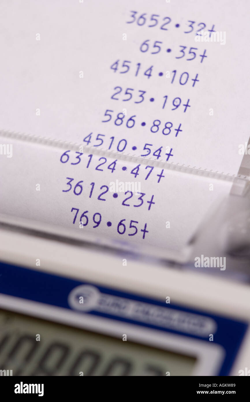 Electronic Calculator Printout Stock Photo - Alamy