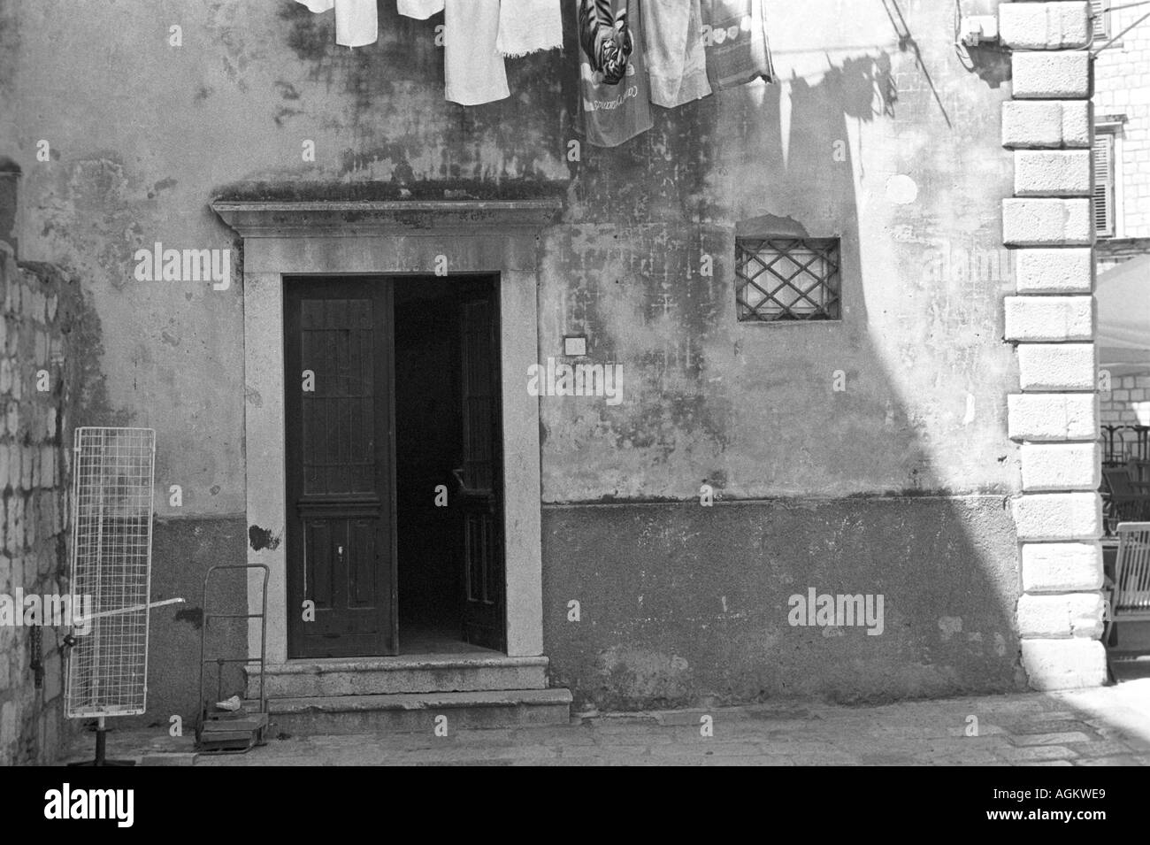 Old building open doors Black and White Stock Photos & Images - Alamy