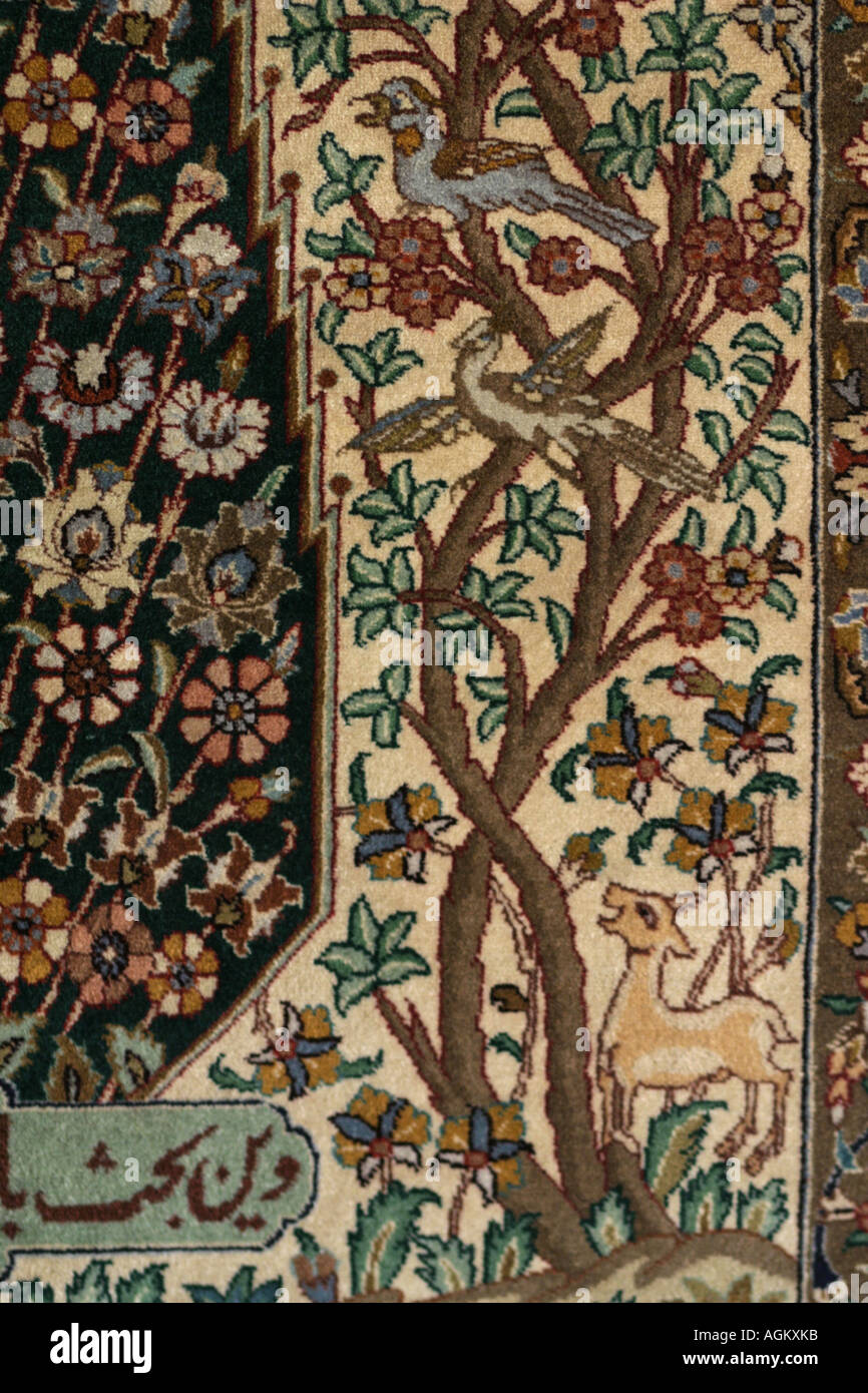 A detail of the tree of life of the persian carpet called Tabriz Stock ...