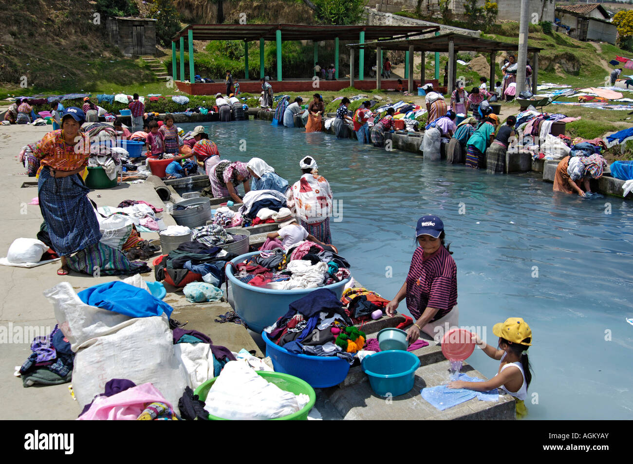 Woman hand washing clothes in guatemala hi-res stock photography and ...