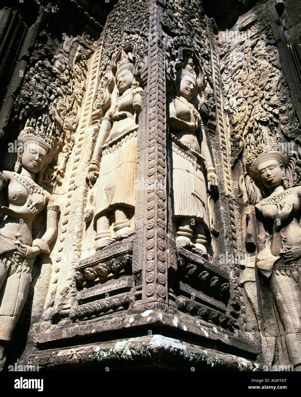 Cambodia Siem Reap province Temples of Angkor Wat Stone Bas relief ...