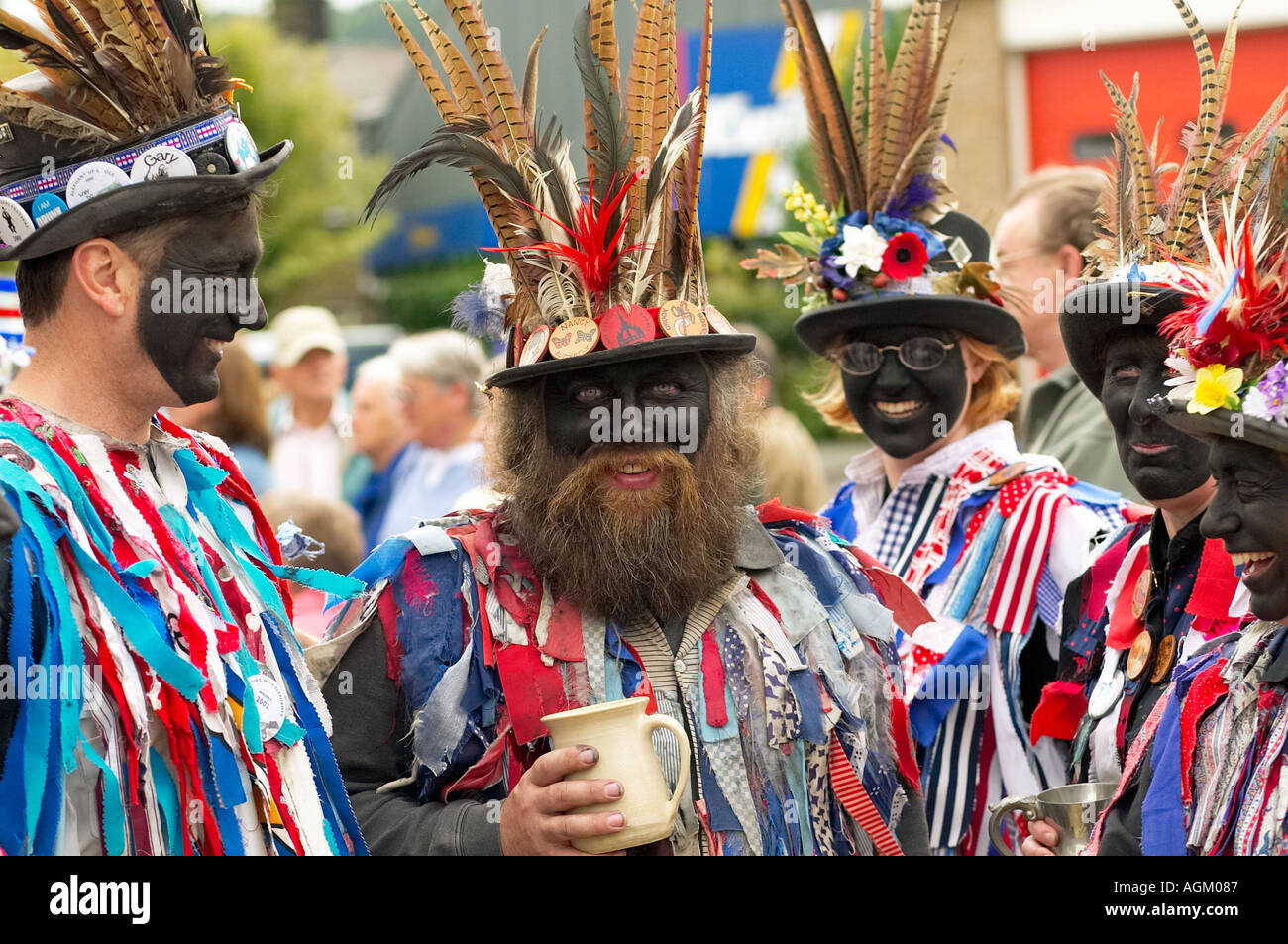 Morris men after dancing at a Folk Festival in Yorkshire, UK Stock ...