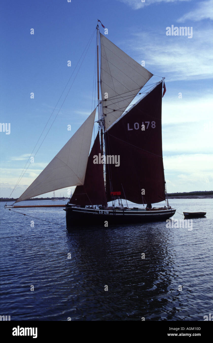 A gaff rigger Bona in Walton Backwaters near Walton on the Naze Suffolk ...
