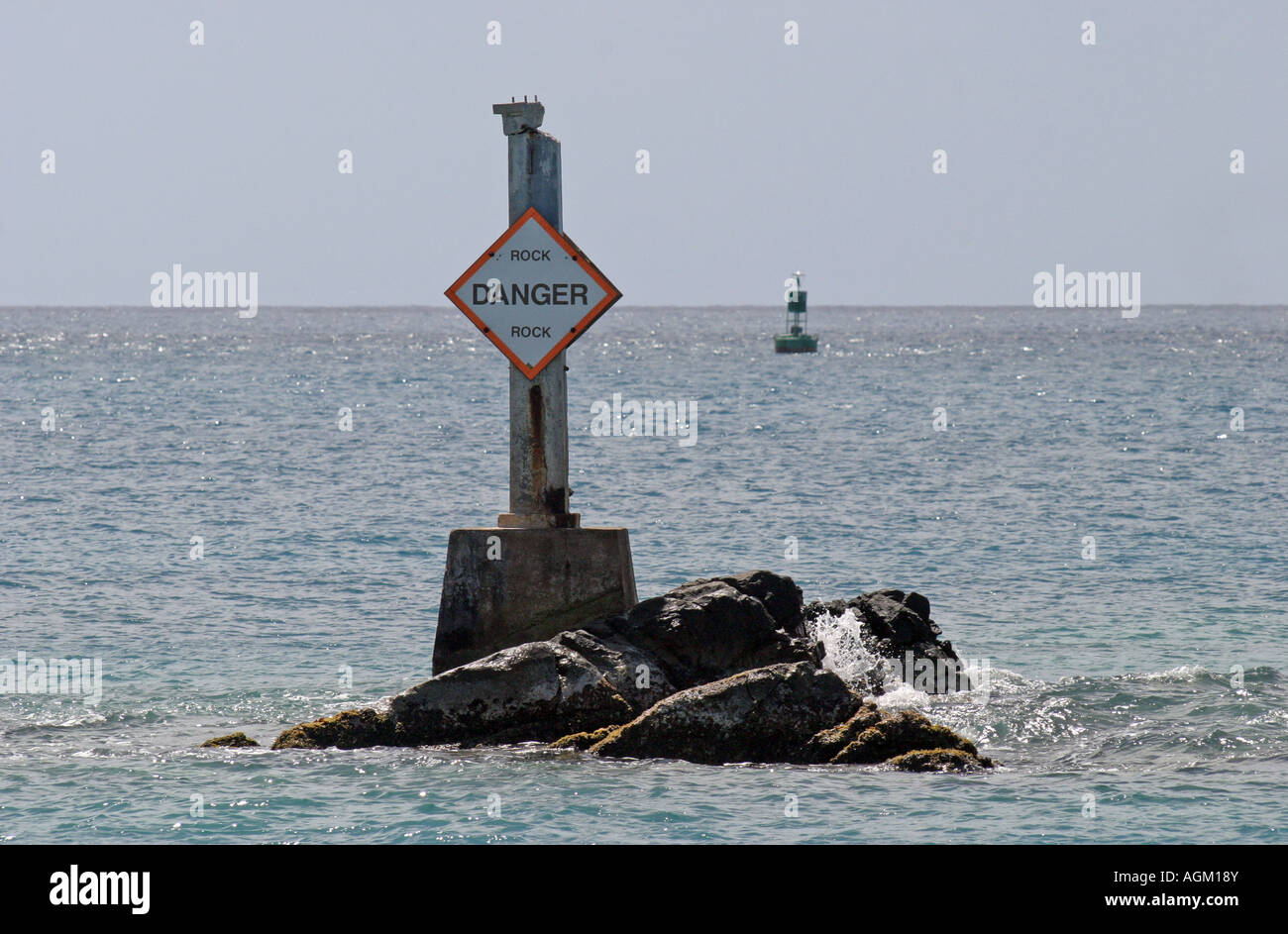 Nautical sign warning sailors away from dangerous rocks Stock Photo - Alamy
