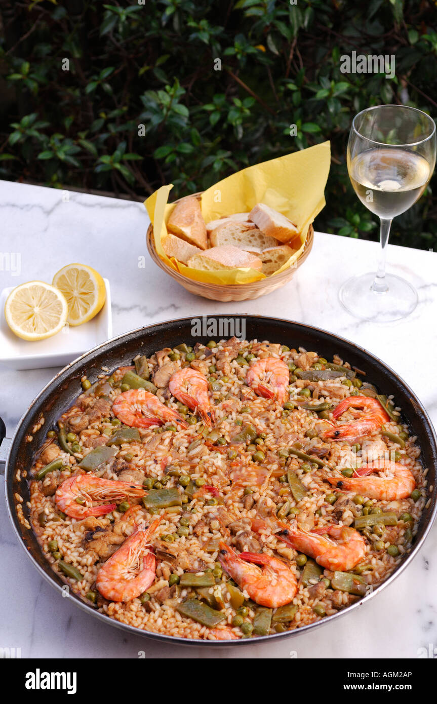 Spanish paella on the table Stock Photo - Alamy
