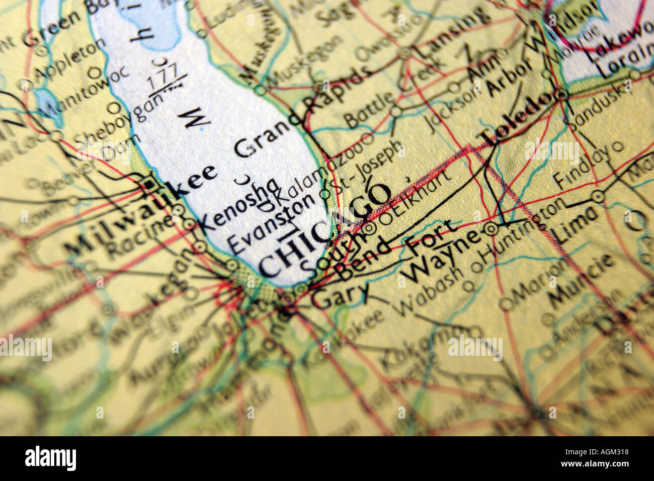 Close up map of chicago Stock Photo - Alamy