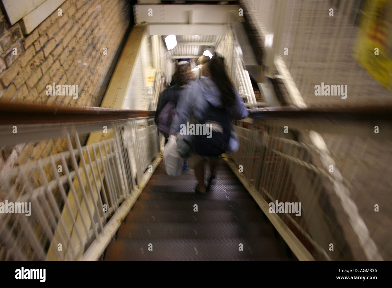 People Walking Down Stairs Stock Photo Alamy