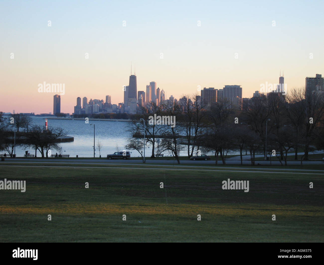 View of downtown sunset from the North side Stock Photo - Alamy
