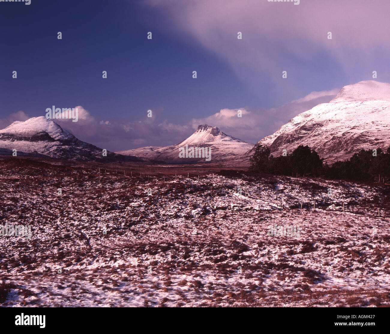 UK Scotland Wester Ross the mountains of Ben more Coigach Stackpolly ...
