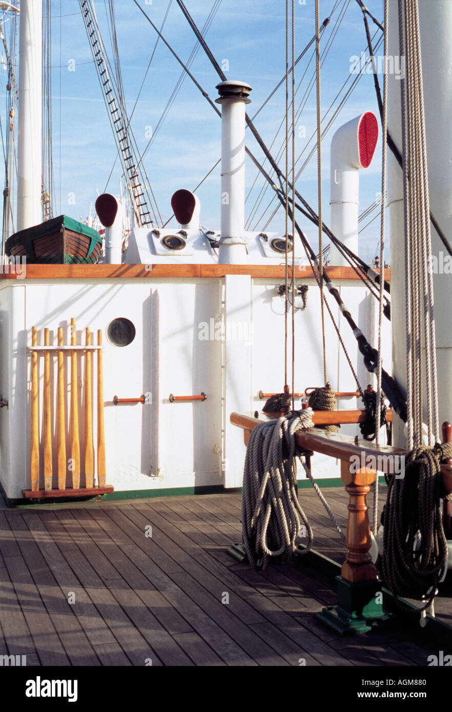 On board the ancient windjammer Rickmer Rickmers on exhibition in the ...