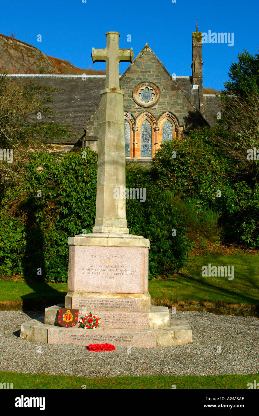 Aberfoyle Parish Church Scotland with war memorial Stock Photo - Alamy