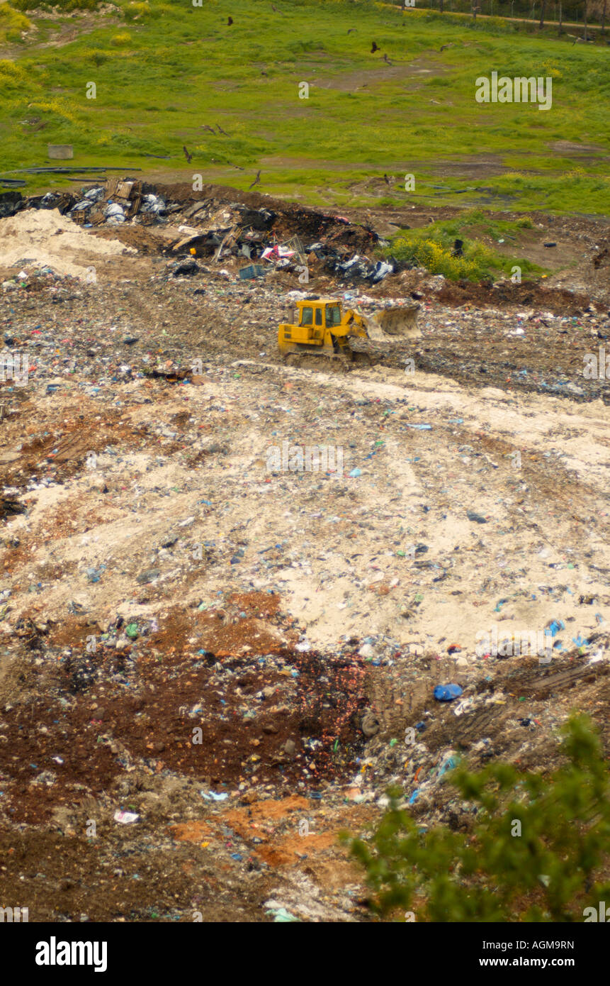 Landfill site Israel upper Galilee tractor working on site Stock Photo ...