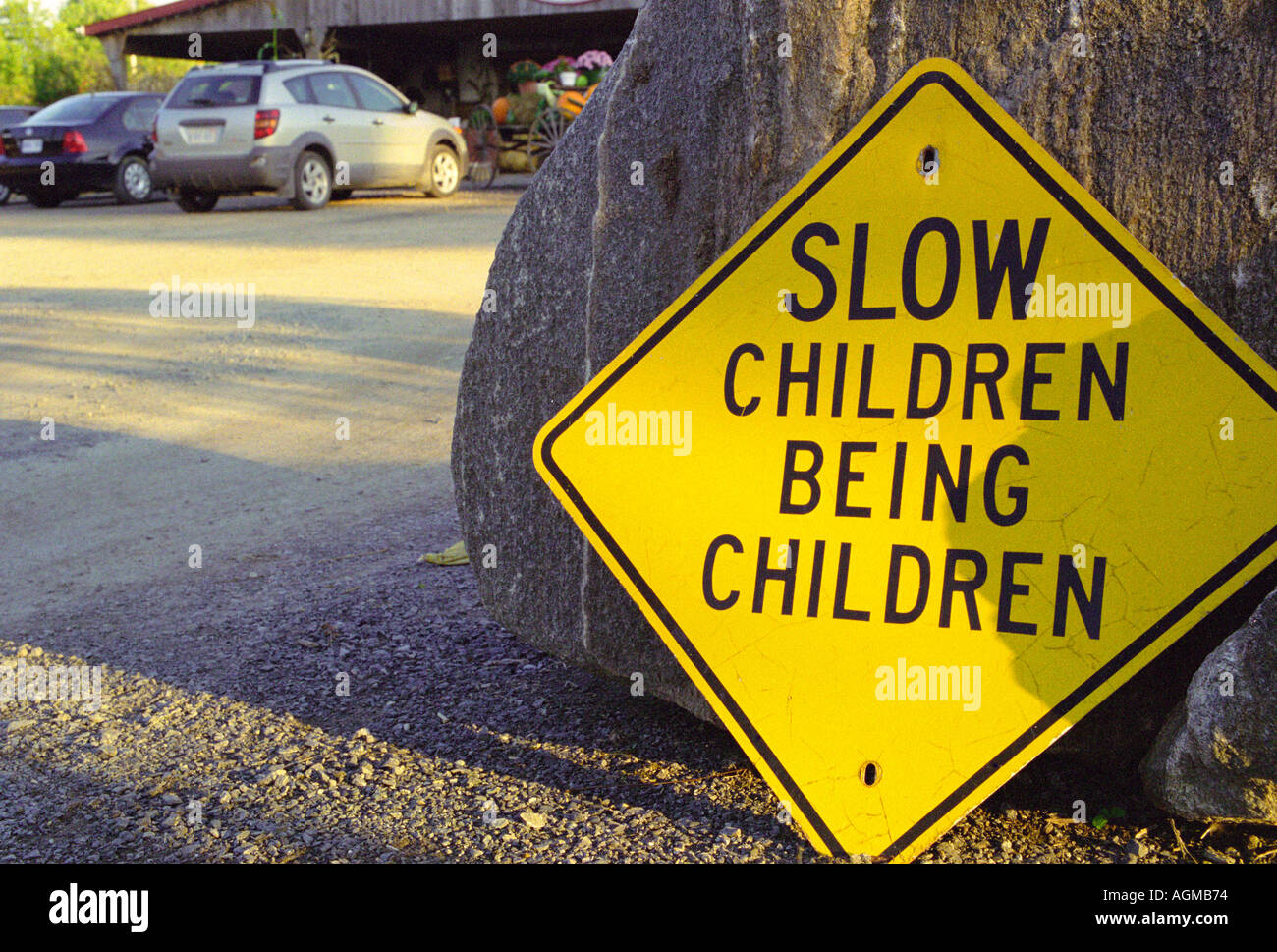 Children playing sign outside farm shop Ontario Canada Stock Photo - Alamy