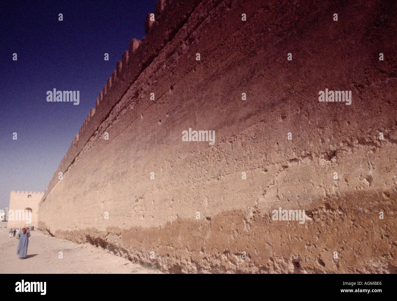Ancient moorish walls of a Moroccan souk medina in Morocco in the ...