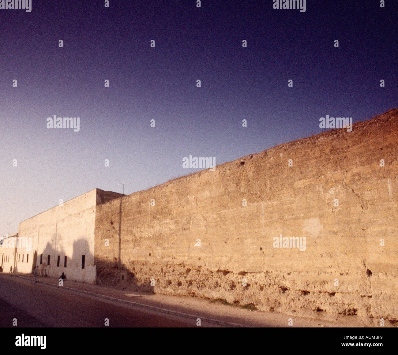 Moorish ancient walls of a Moroccan medina souk in Morocco in the ...
