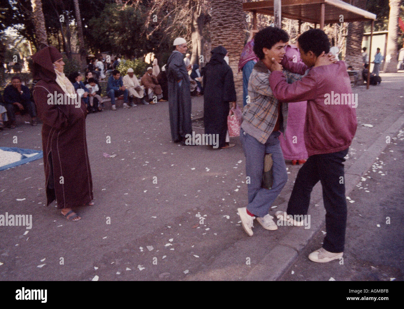 Male friendship In the new town Ville Nouvelle of Fez Morocco in the ...