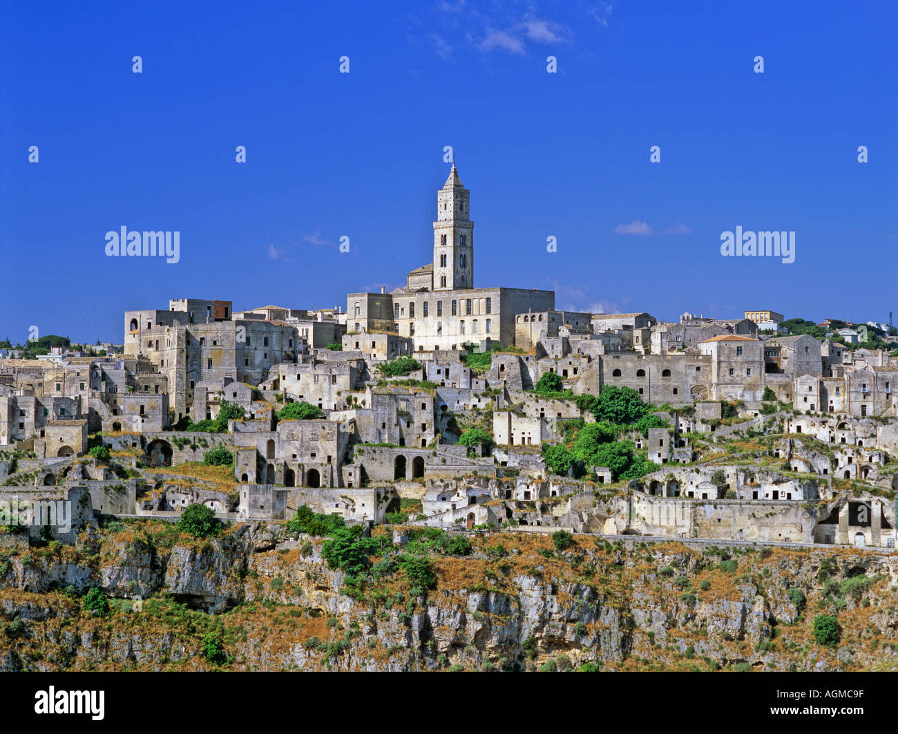 Matera Cathedral and the Sassi di Matera Cave dwellings Italy Stock ...