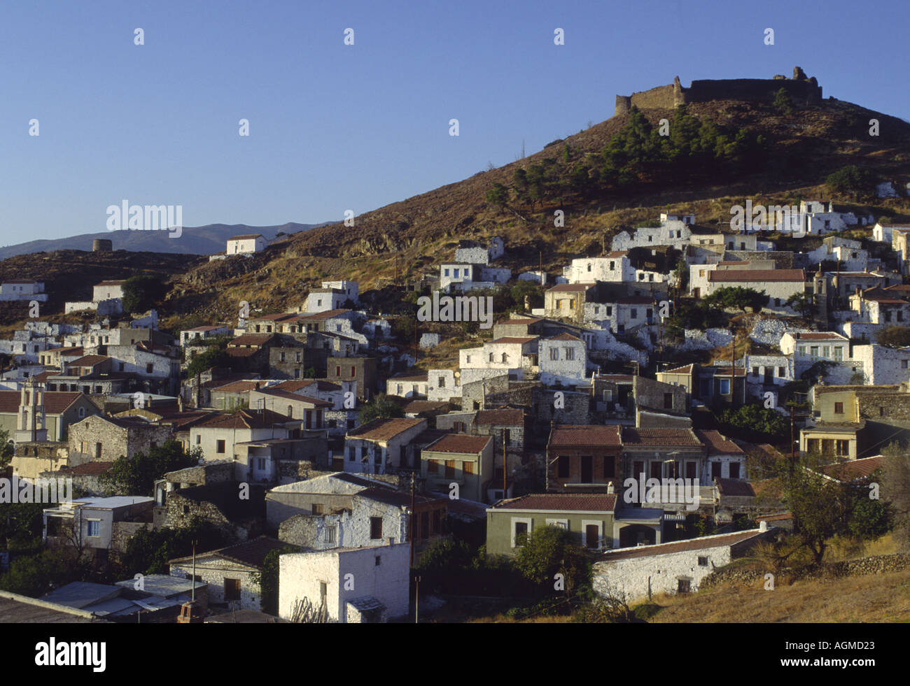 Hillside village of Volissos on Chios island, Greece Stock Photo - Alamy