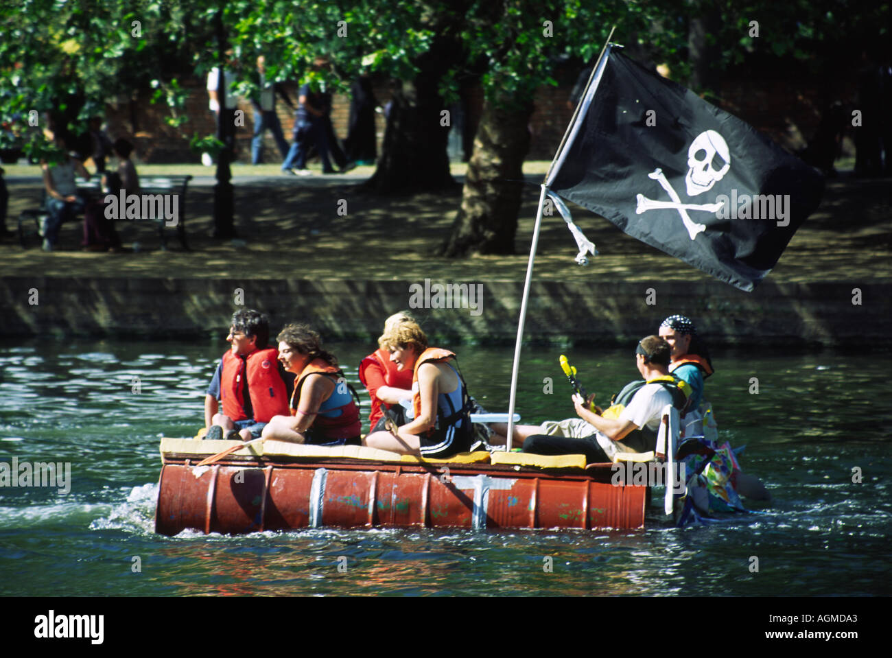 Raft with Pirate Flag at Bedford on River Great Ouse during River ...