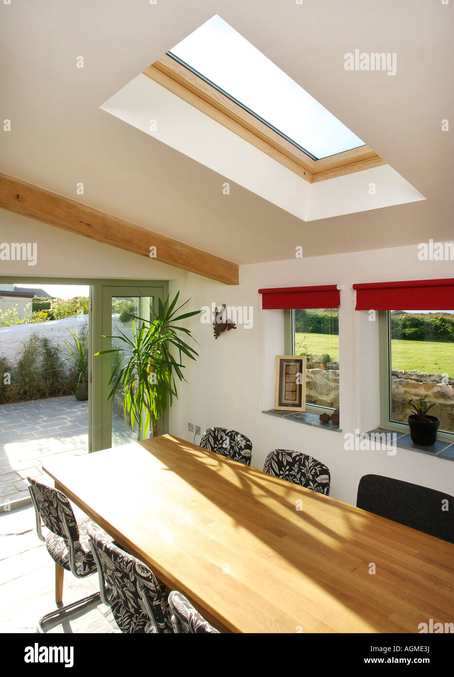 Kitchen in home extension with skylight window Stock Photo - Alamy