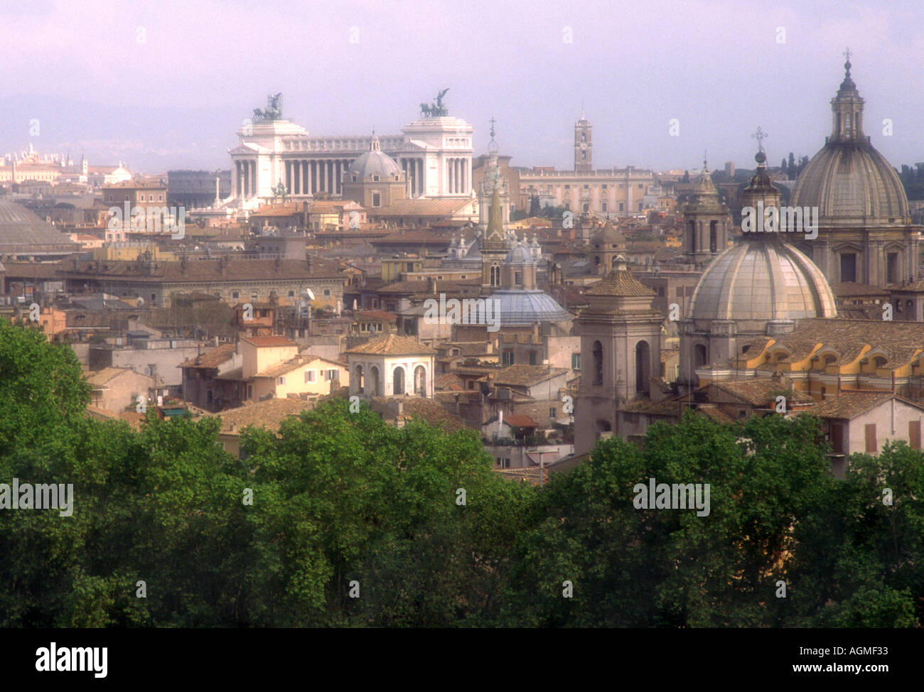 View across the rooftops of Rome the Eternal City Italy Stock Photo - Alamy