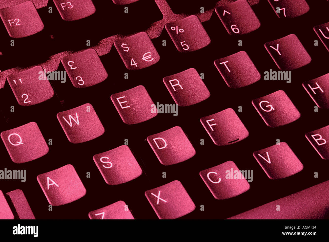 PC Keyboard Detail QWERTY Keys and Neighbouring Keys Red Stock Photo ...