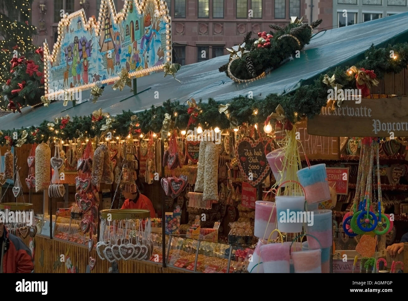 sale of sweets in a booth on the Christmas fair on the place Roemer in ...