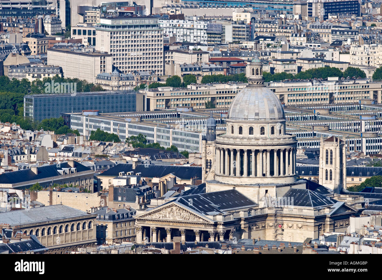Paris France aerial view of Pantheon from Montparnasse Tower Stock ...