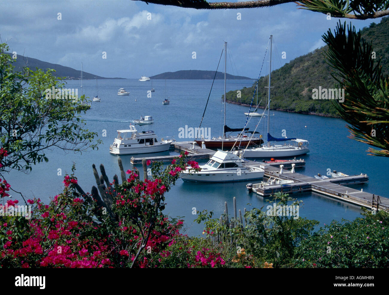 BVI Virgin Gorda Biras Creek marina from hillside Stock Photo - Alamy