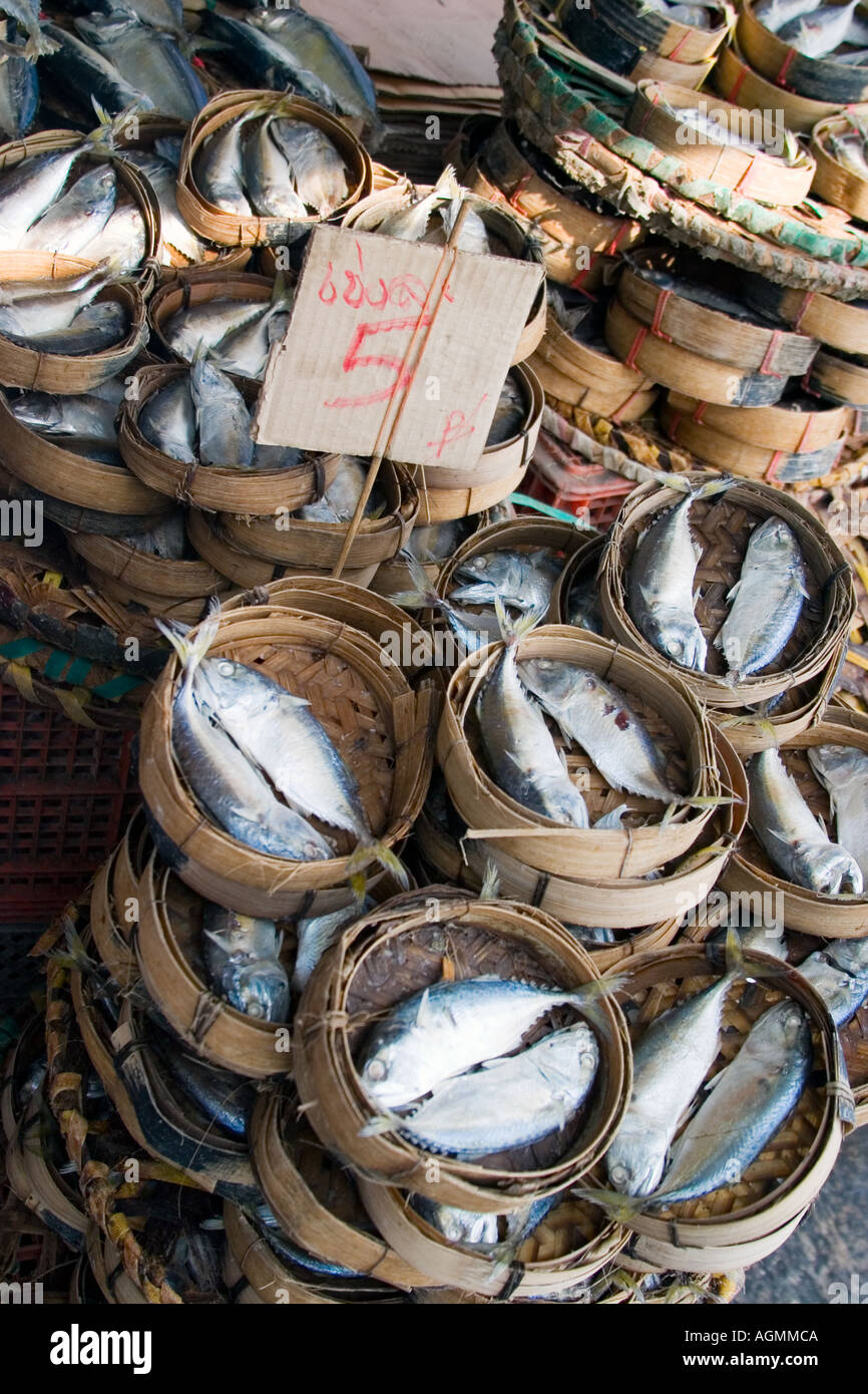 Fish baskets street market Bangkok Thailand Stock Photo - Alamy