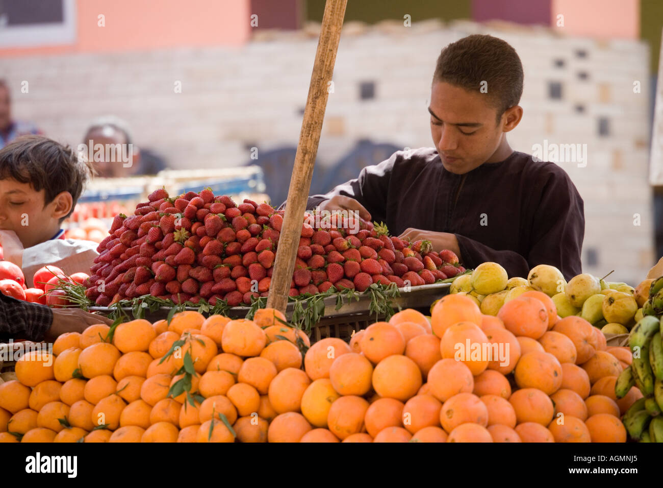 Fruit Market Seller Aswan Egypt Stock Photo - Alamy