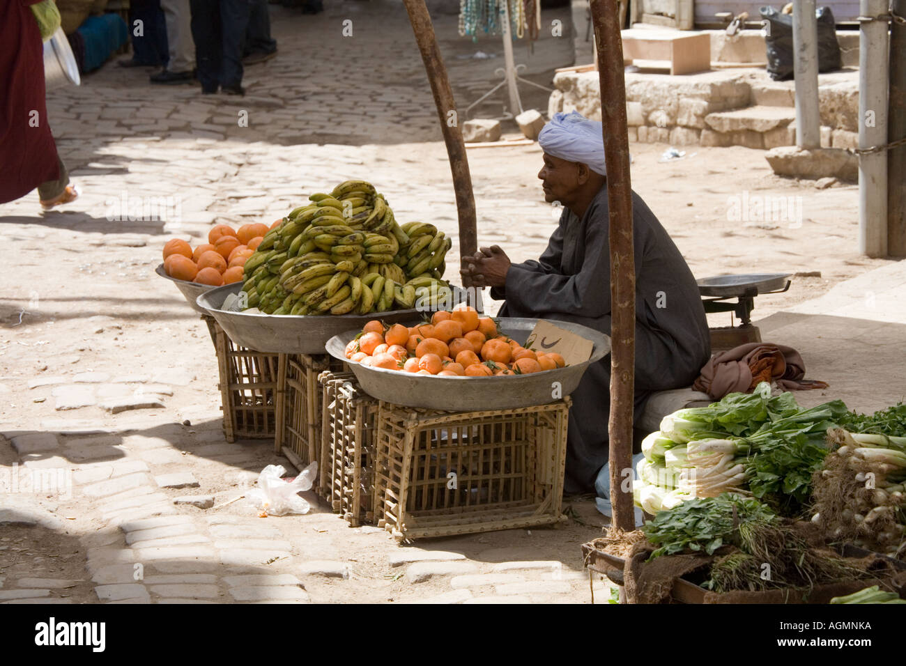 Market Stalls Vegetable Fruit Seller Aswan Egypt Stock Photo - Alamy