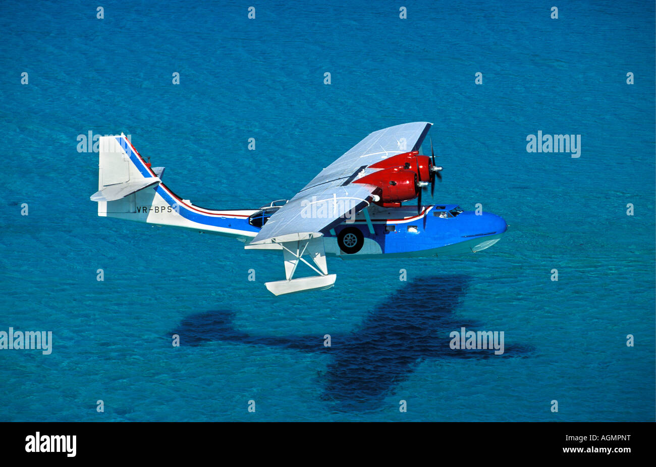 Bahamas, Bimini, Catalina hydroplane flying over water Stock Photo - Alamy
