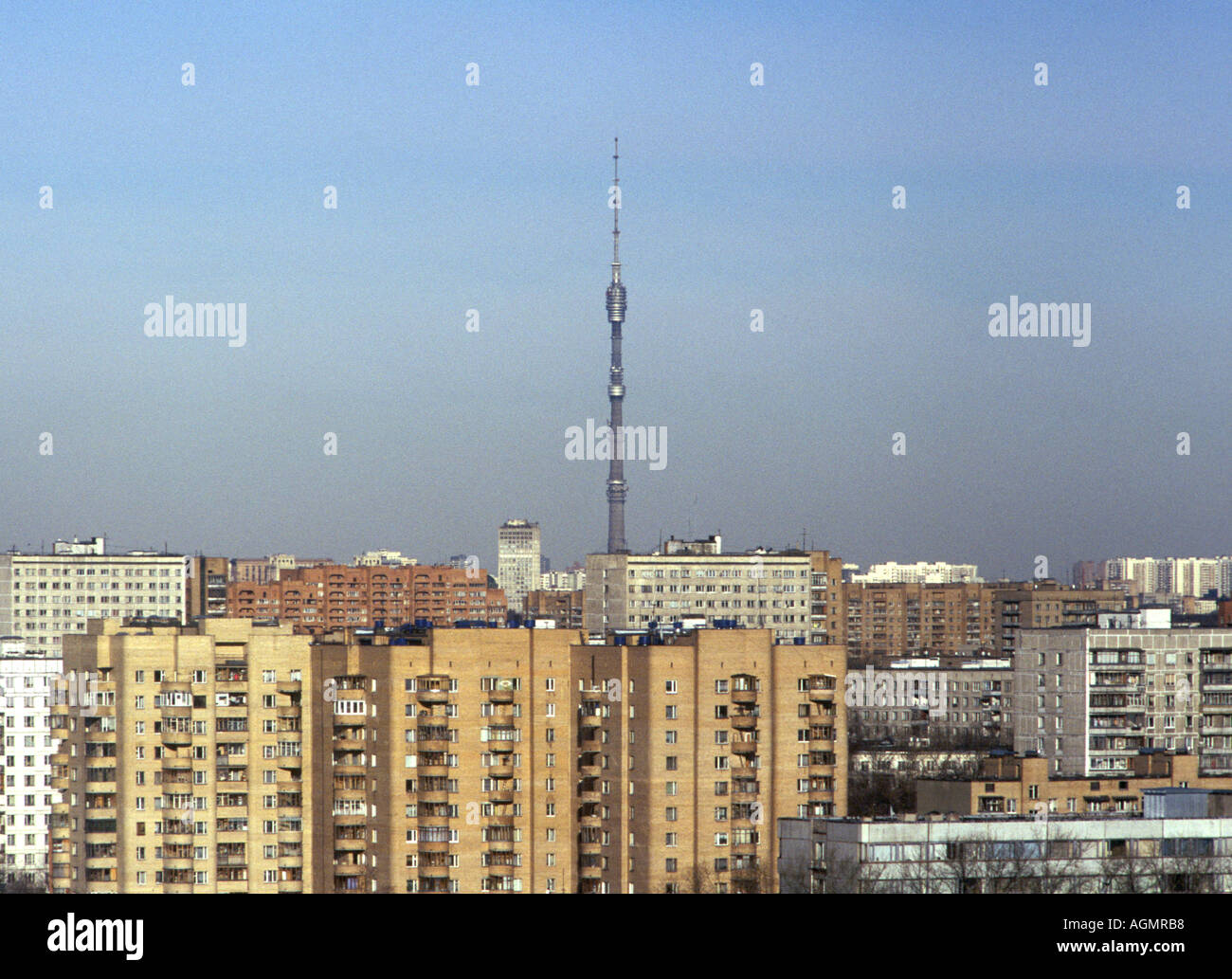 A view of the TV tower in Moscow Russia from the east of the city Stock ...
