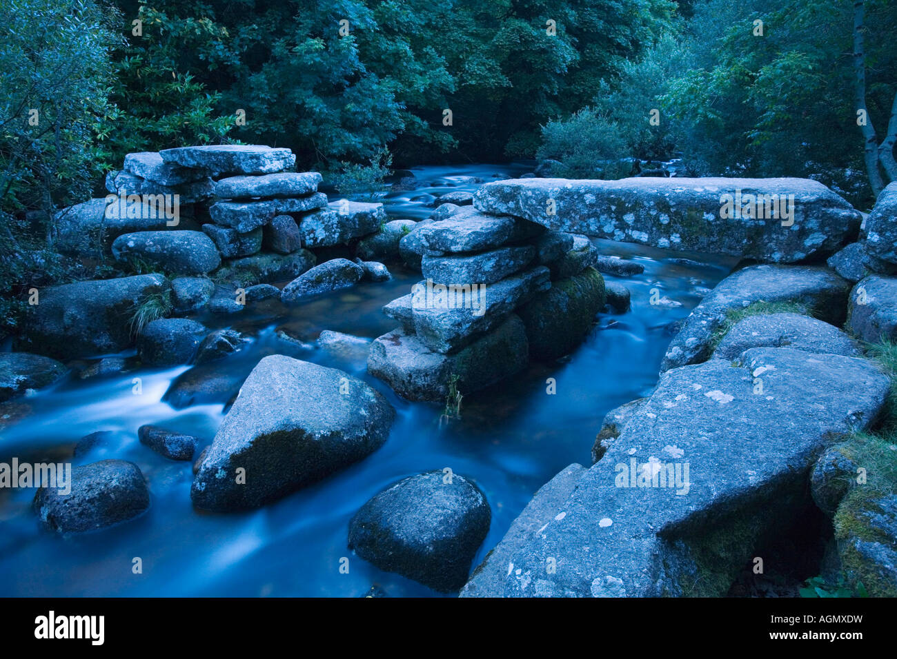 Clapper Bridge at Dartmeet Dartmoor National Park Devon England Stock ...
