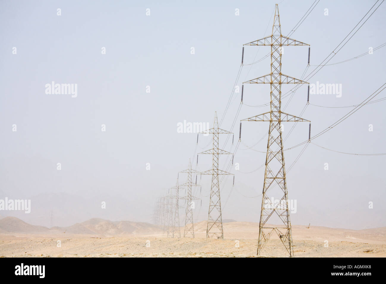 Electricity Power Lines in the Desert Stock Photo - Alamy