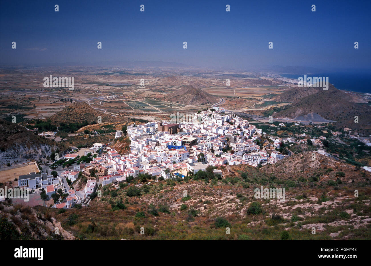 A view of Mojacar Spain from an elevated viewpoint Stock Photo - Alamy