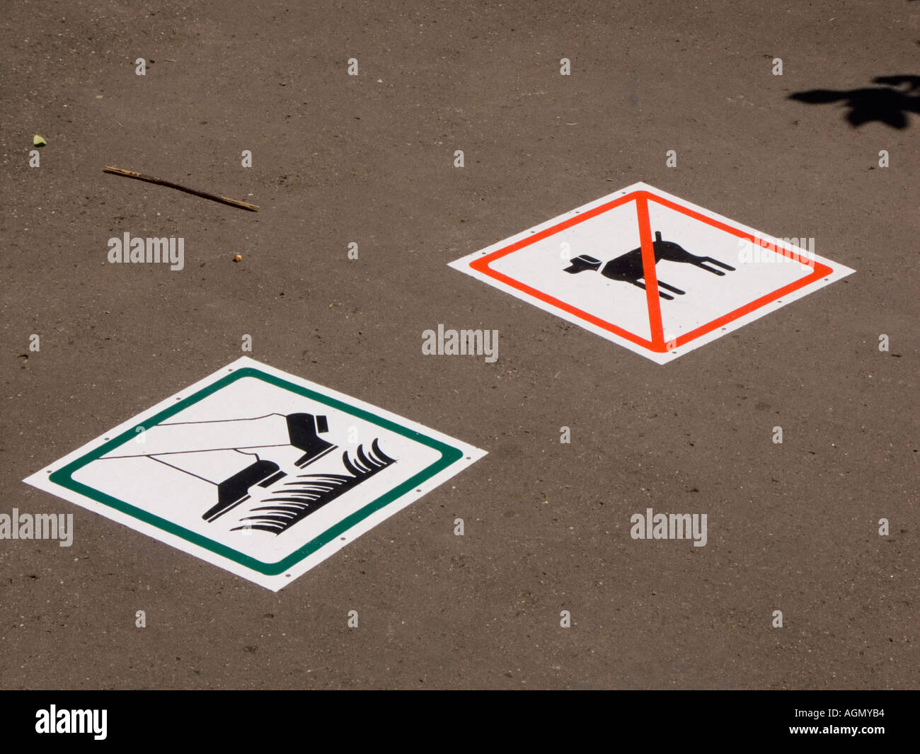 Ground level signs in Vysehrad park Prague - keep off the grass, no ...