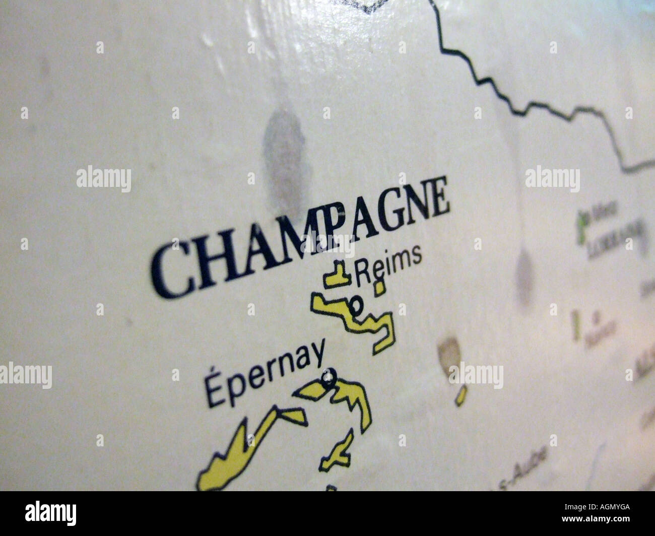 Detail of Champagne region on map Stock Photo - Alamy