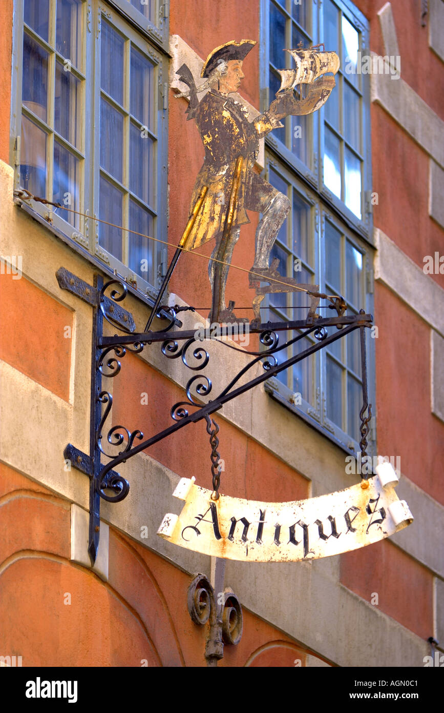 Antique shop sign in Gamla Stan the Old Town Stockholm Sweden Stock ...