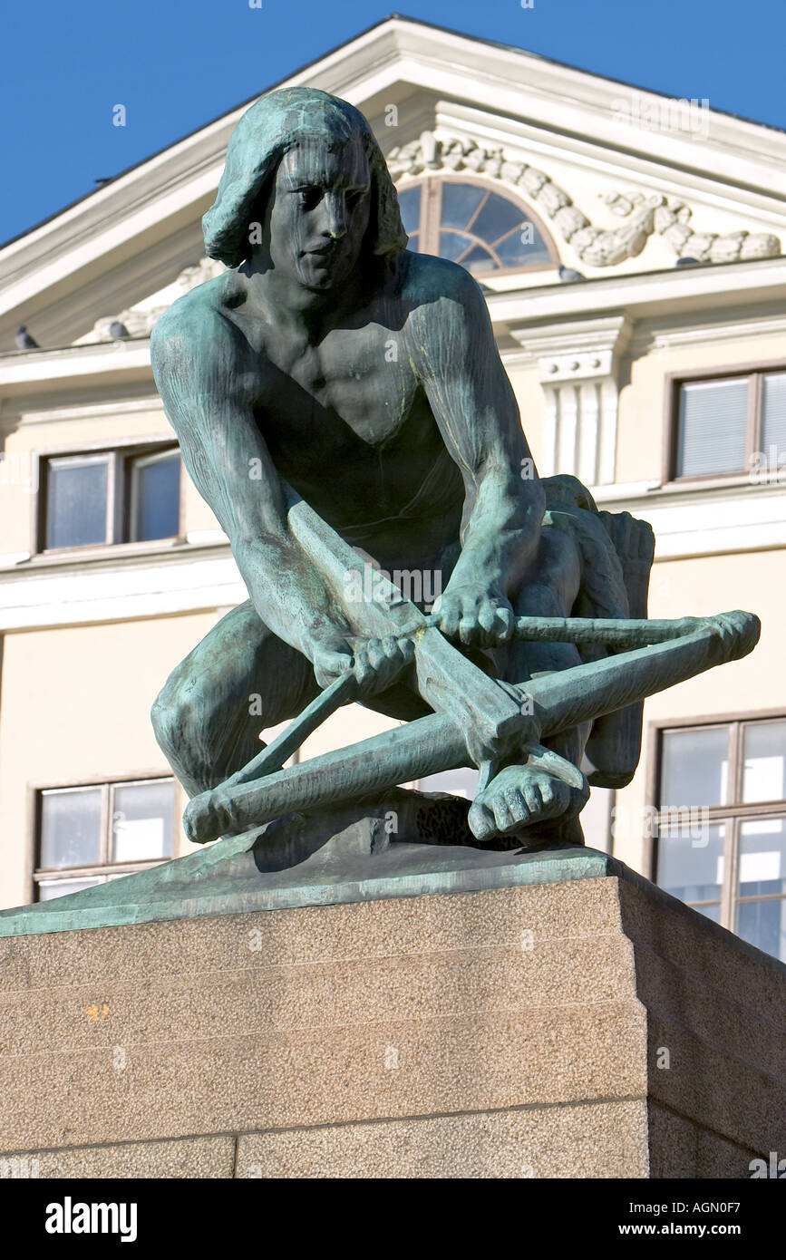 Statue of man with crossbow in Gamla Stan the Old Town Stockholm Sweden ...