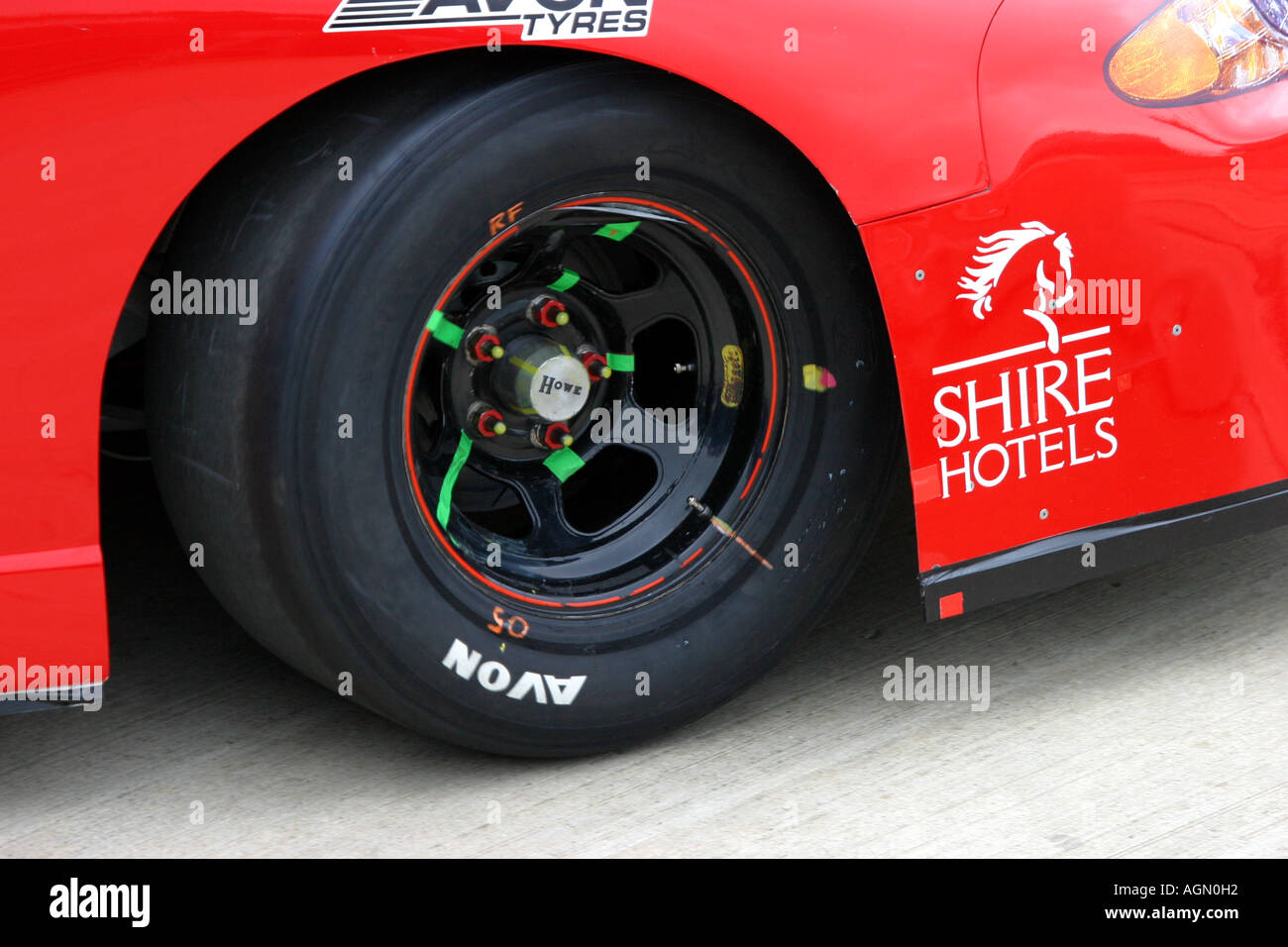 Close up of a wheel and tyre on a V8 Nascar stockcar Stock Photo - Alamy