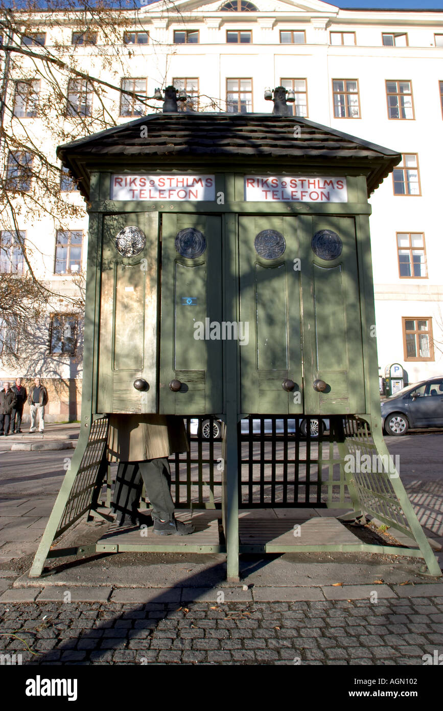 Old telephone booth in use in Gamla Stan the old town Stockholm Sweden ...