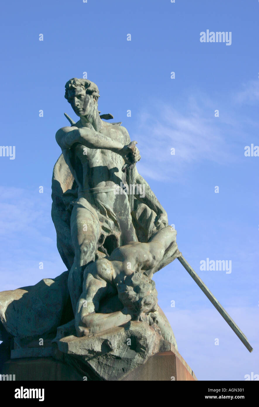 male statue on Ponte Umberto 1 bridge over river Po Turin Italy Stock ...