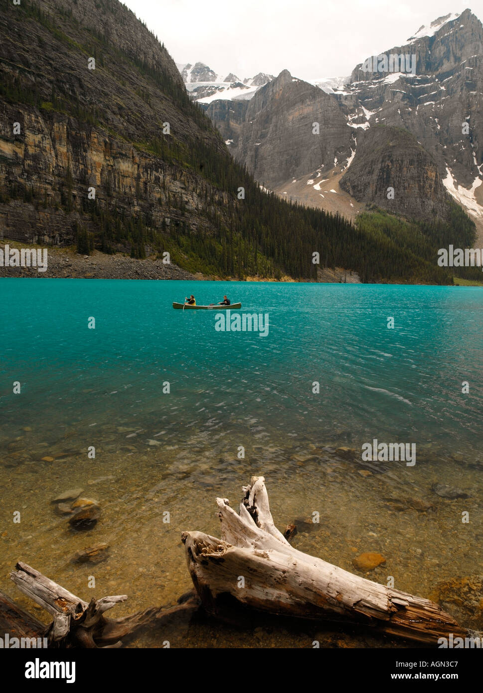 Blue glacial waters of Lake Moraine in Banff National Park Canada Stock ...