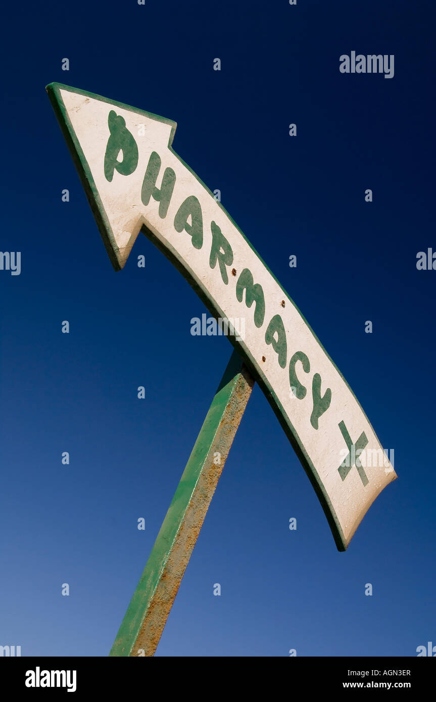 Quirky pharmacy sign near Mykonos, Greece Stock Photo - Alamy